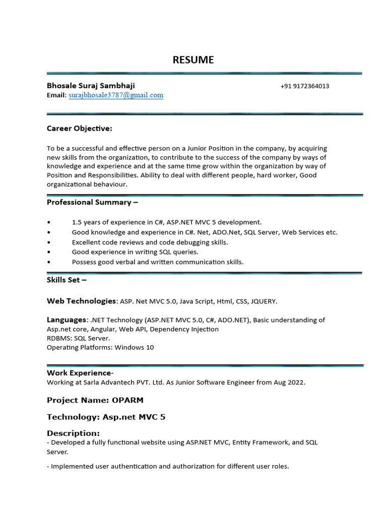 Suraj Updated Resume | PDF | Microsoft Sql Server | Sql