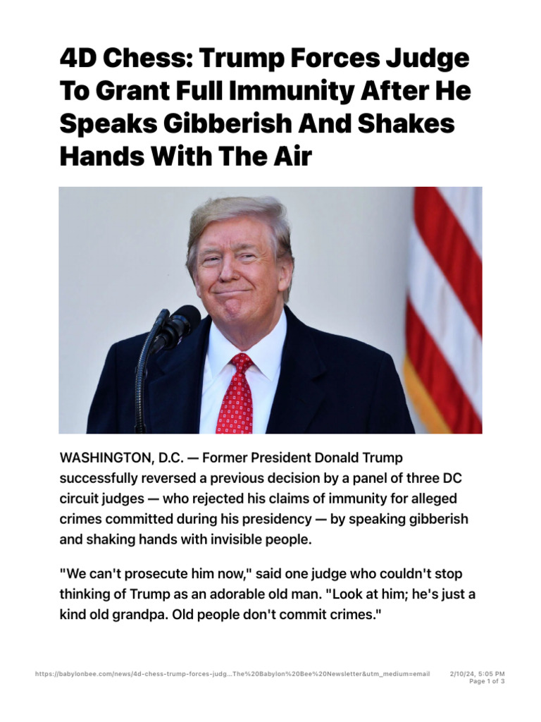 4D Chess - Trump Forces Judge To Grant Full Immunity After He Speaks ...