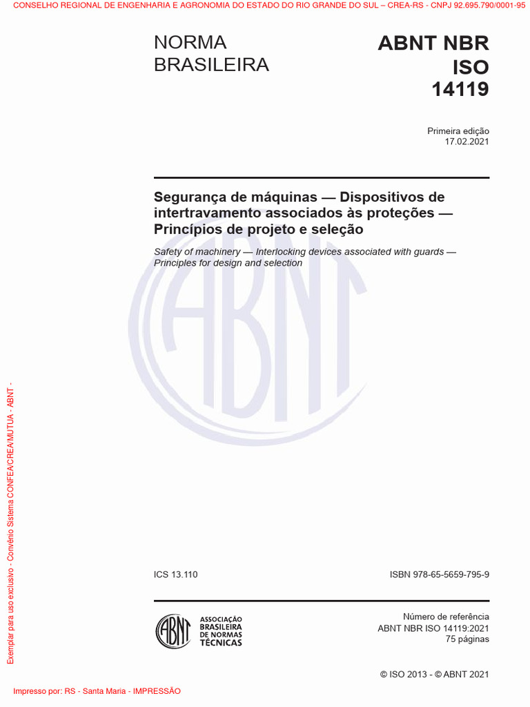 ABNT_NBR_ISO_14119_2021 | PDF | Engenharia | Válvula