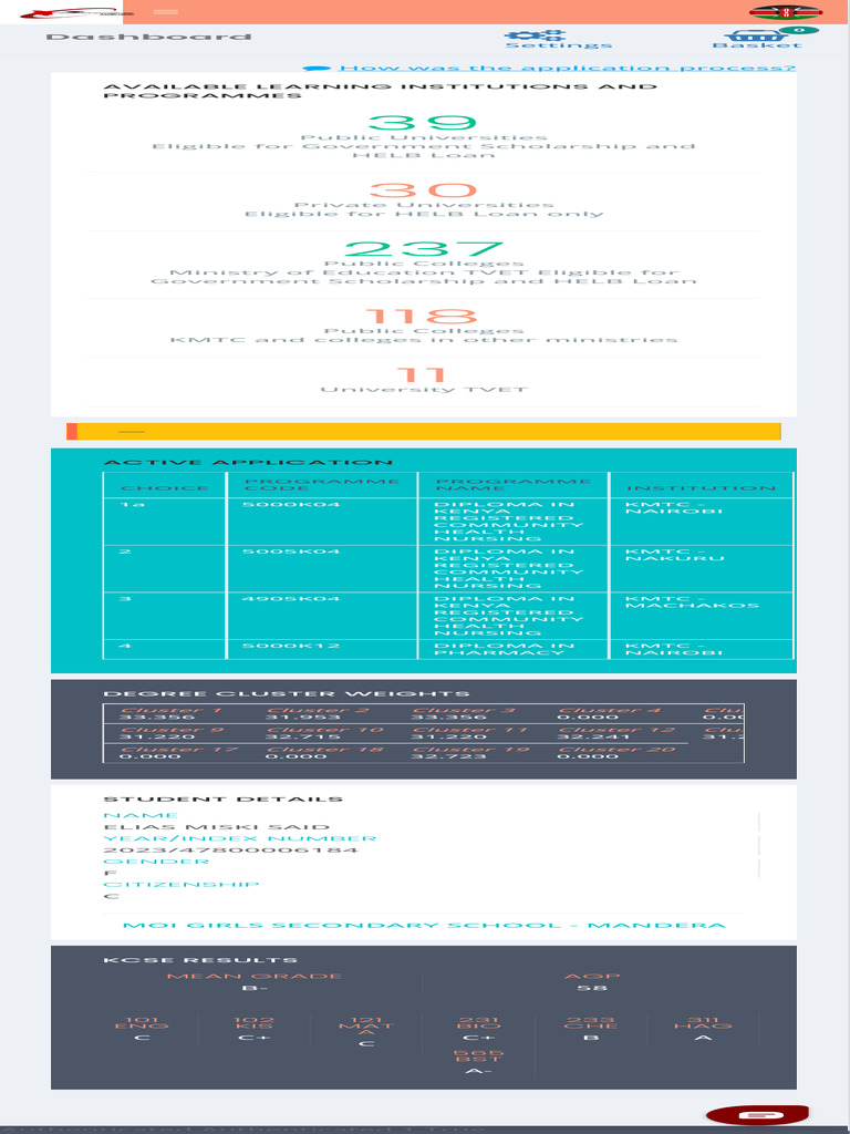 KUCCPS The Placement Service | PDF | Health Care