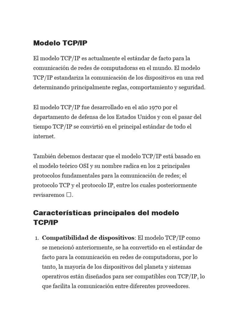 Modelo TCP-IP | PDF | Conjunto de protocolos de internet | Protocolos de internet