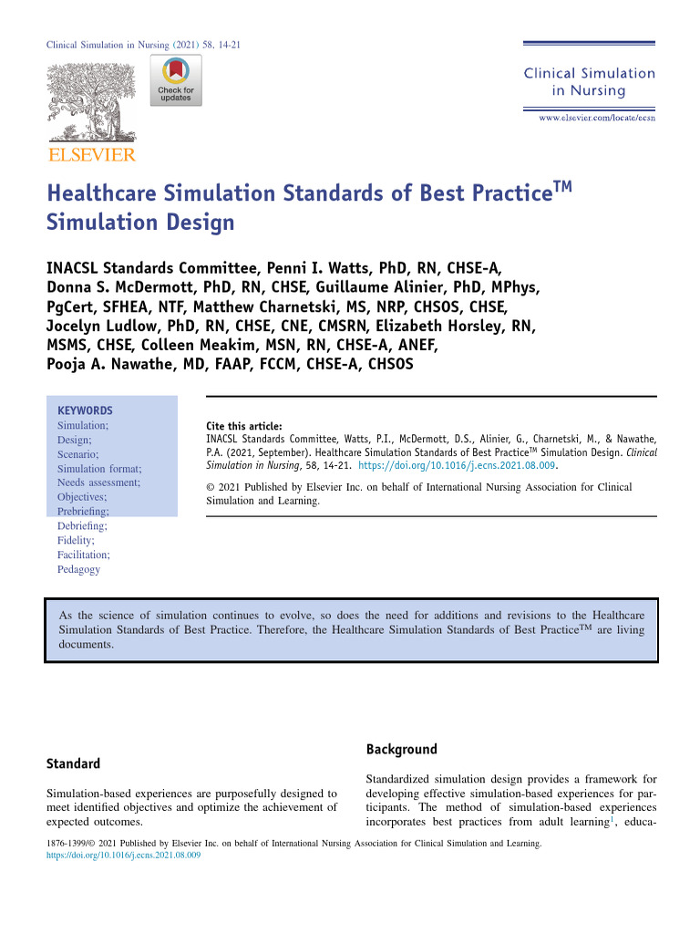 estandares para la simulacion del INACSL | PDF | Simulation | Learning