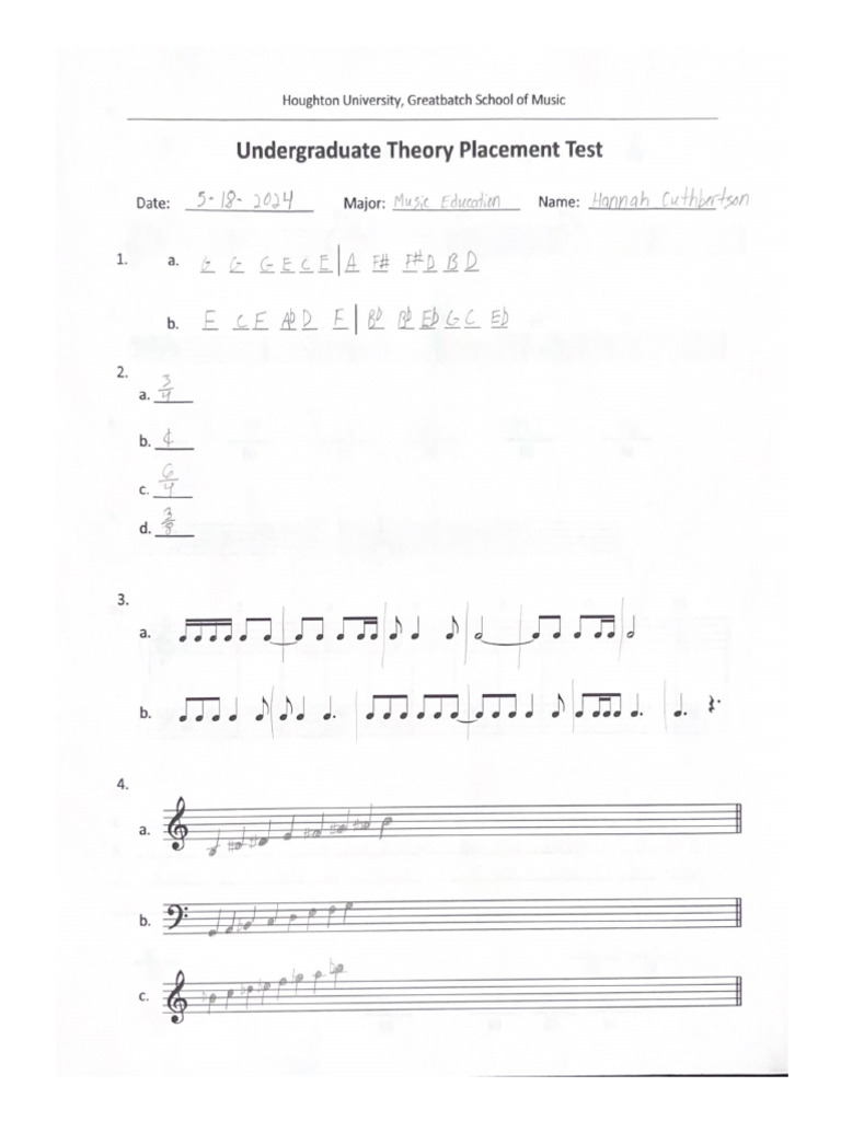 Theory Placement Exam | PDF