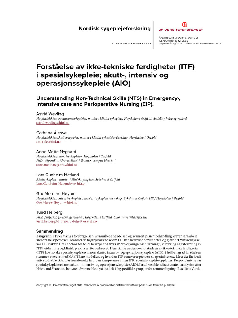 Wevling Et Al. - 2019 - Forståelse Av Ikke-Tekniske Ferdigheter (ITF) I ...