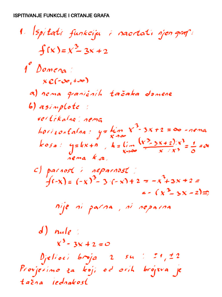 Ispitivanje Funkcije I Crtanje Grafa | PDF