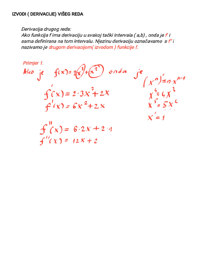 Derivacije Viseg Reda | PDF