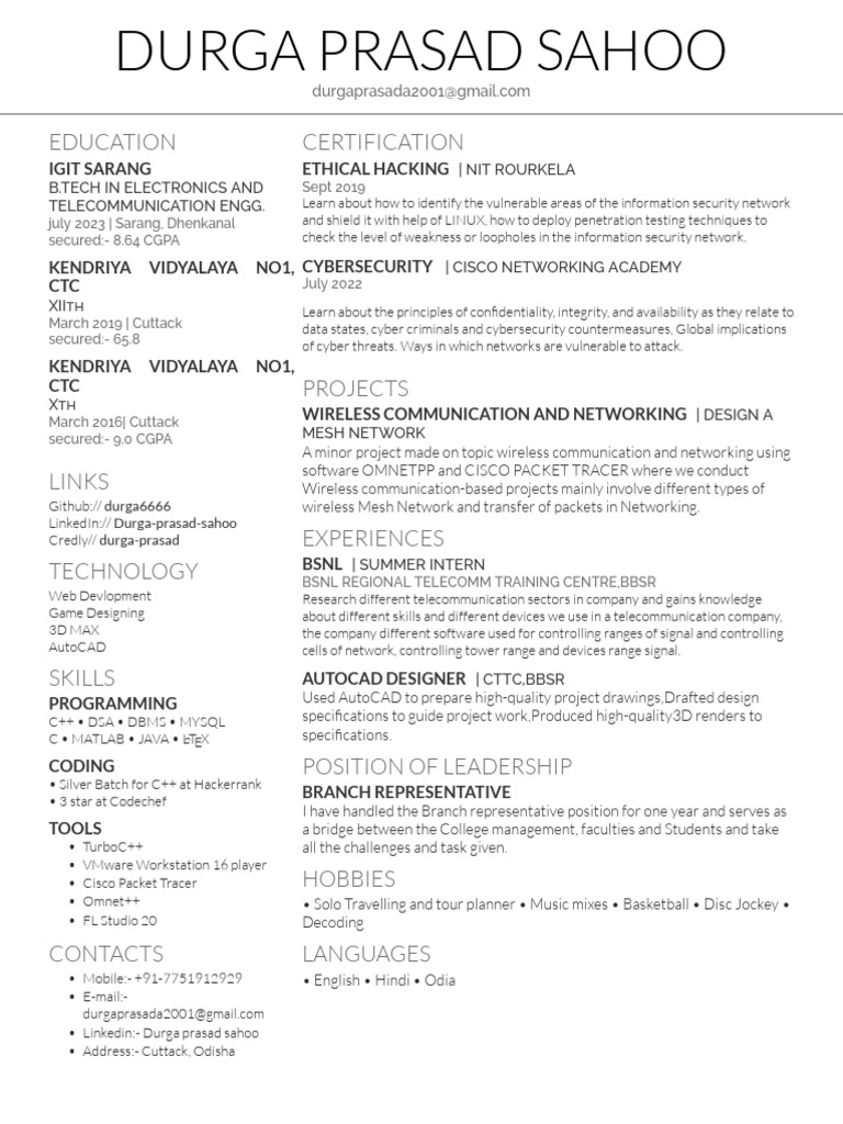 Durga Prasad CV (Latex) PDF | PDF | Computer Security | Security