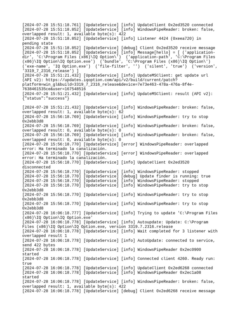 Update ServiceLog | PDF | Debugging | Computing