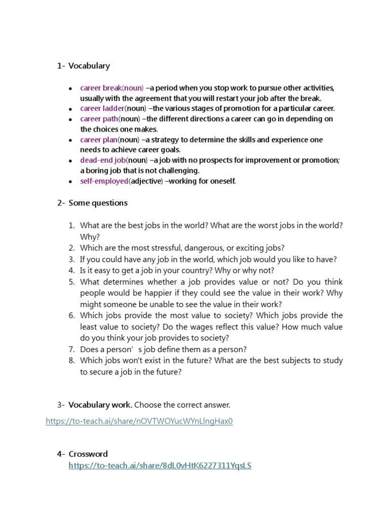 Career Path B2 - ESL Exercises | PDF | Cognition