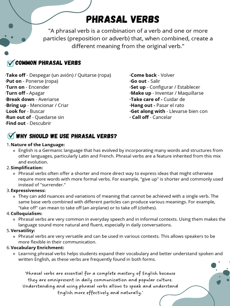 PHRASAL VERBS | PDF | English Language | Verb