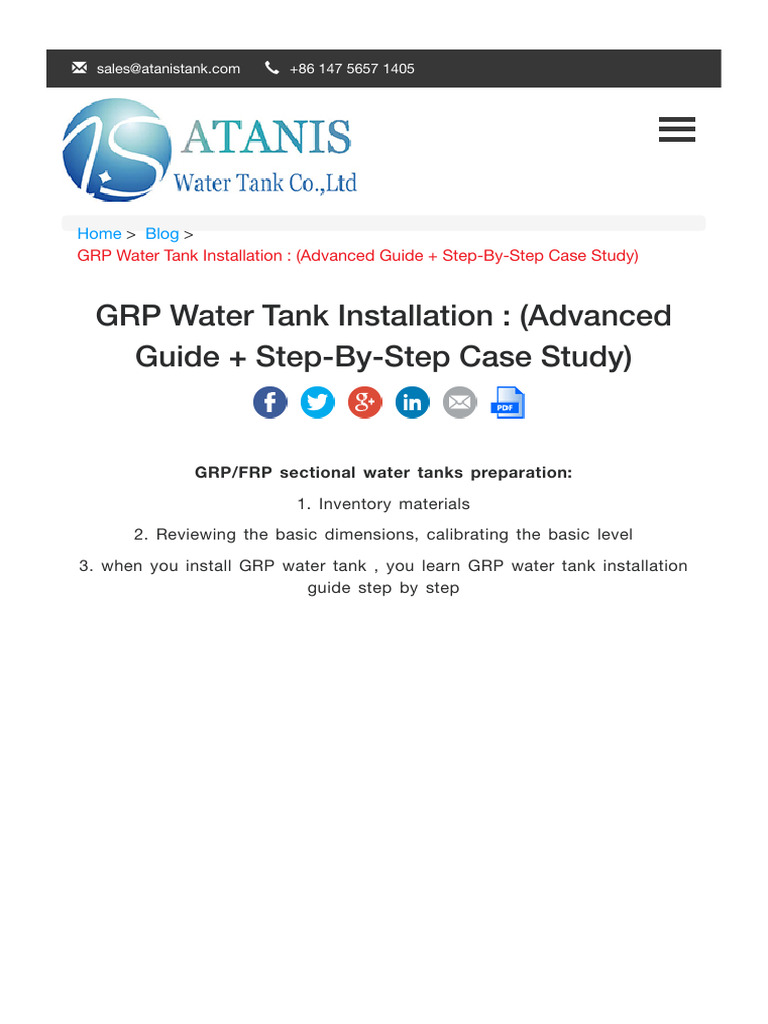 GRP Water Tank Installation - (Advanced Guide + Step-By-Step Case Study) | PDF | Screw ...