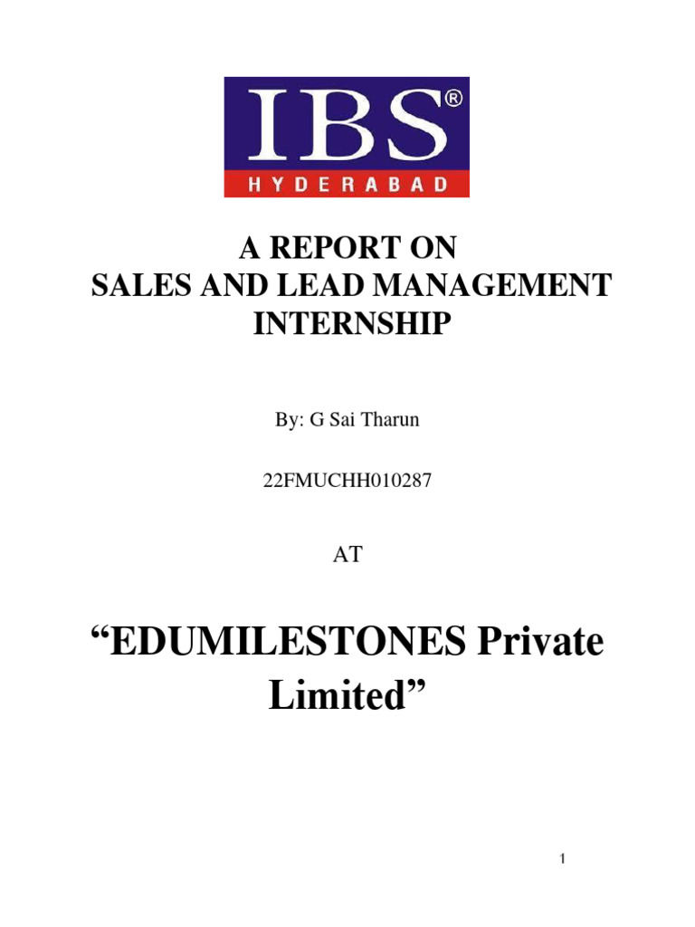 G Sai Tharun Final Report | PDF | Customer Relationship Management | Business