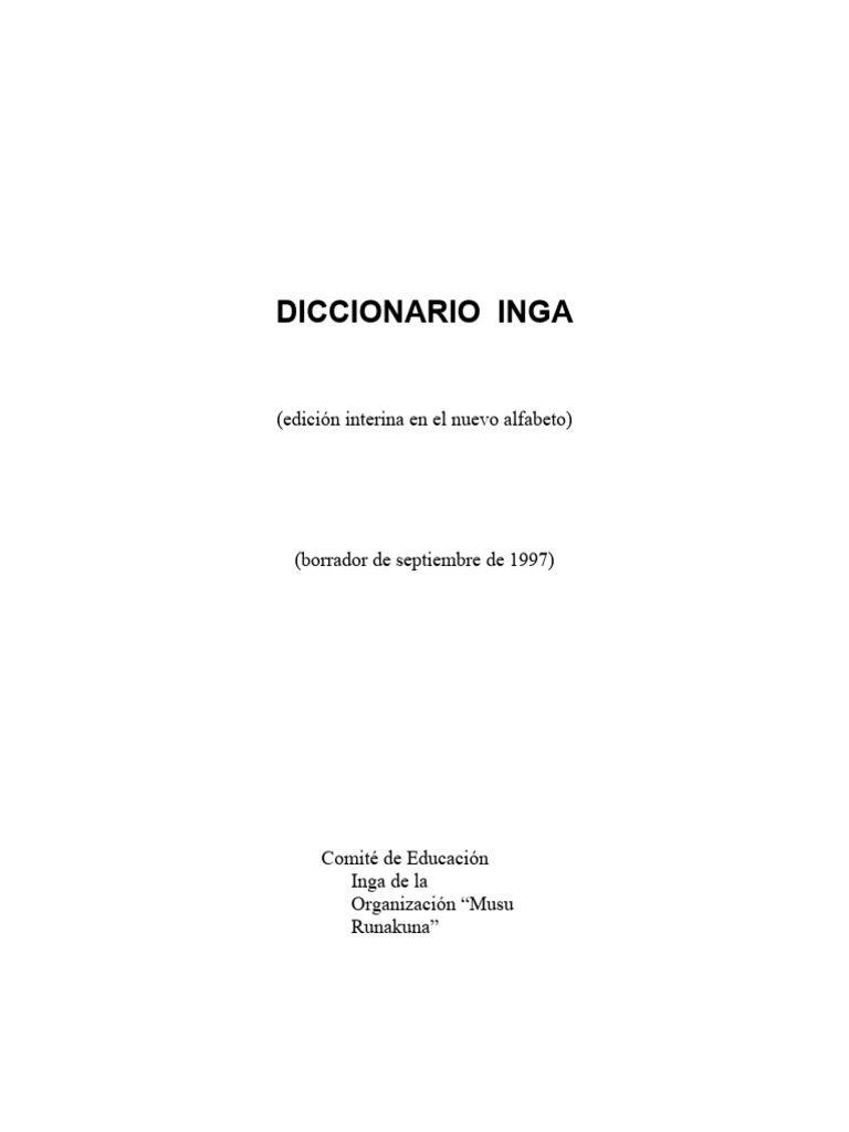 Diccionario Inga | PDF | Palabra | Gramática