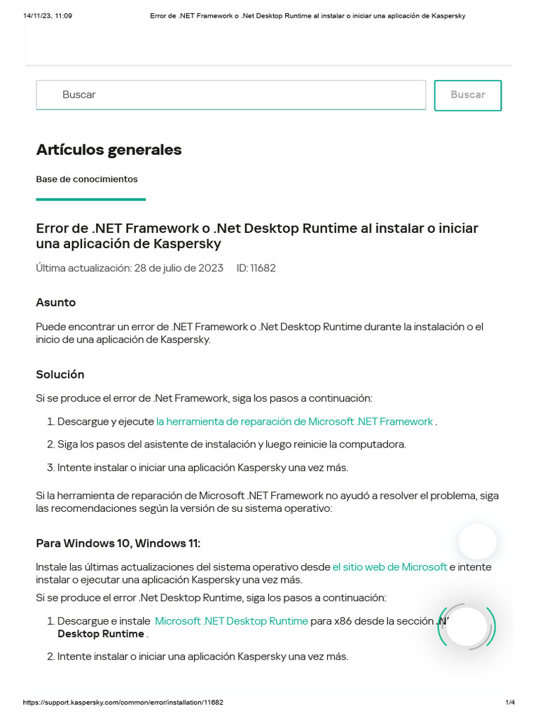 Error .NET en aplicaciones Kaspersky | PDF | .NET Framework | Microsoft