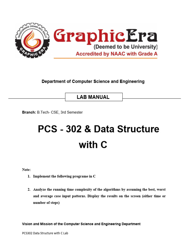 Lab Manual (PCS302) | PDF | Queue (Abstract Data Type) | Computer Science