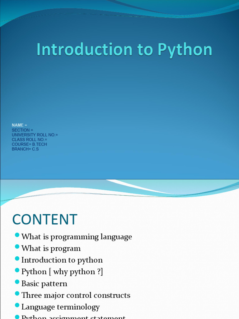 Python Presentation | PDF | Python (Programming Language) | Programming Python Presentation | PDF | Python (Programming Language) | Programming