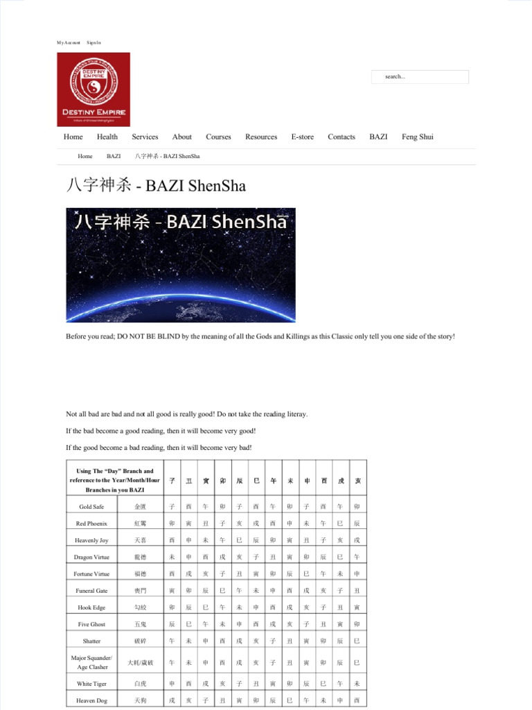 Bazi Shen Sha | PDF