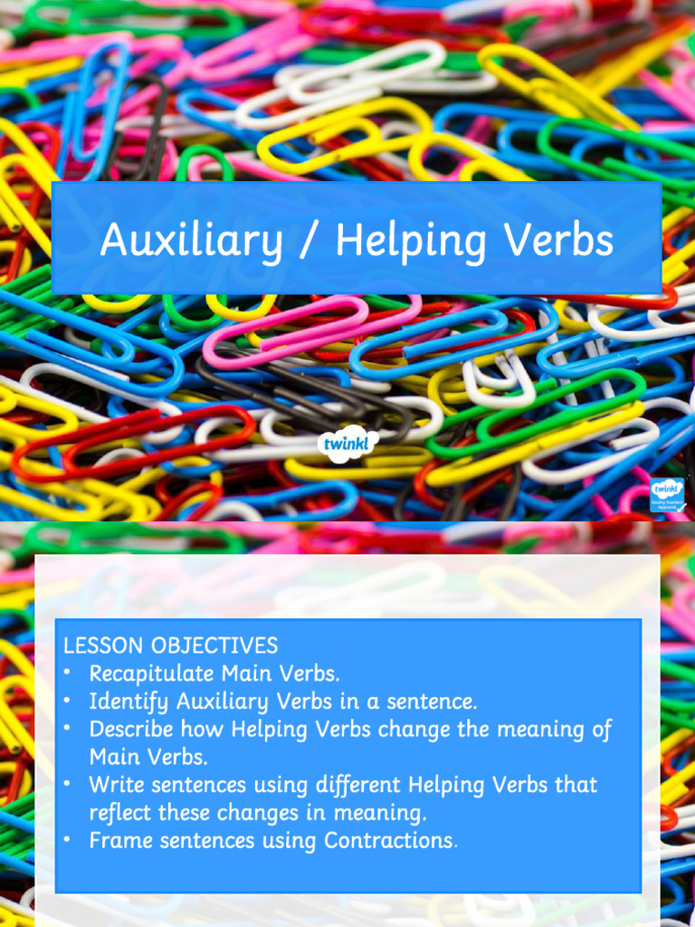 Auxiliary Verbs Contractions Pdf Verb Grammatical Tense