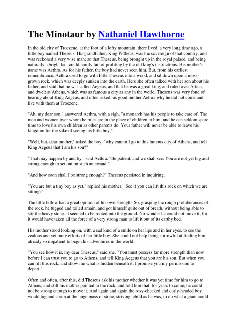 11_The Minotaur by Nathaniel Hawthorne | PDF | Theseus | Minotaur