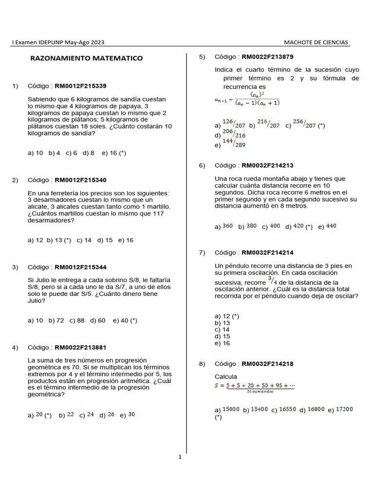Examen 6 Con Rpta | PDF | Matemáticas