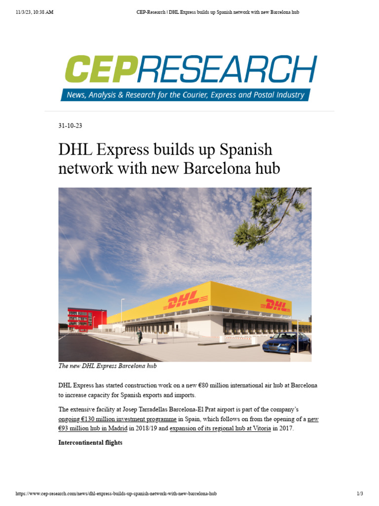 CEP-Research - DHL Express Builds Up Spanish Network With New Barcelona ...