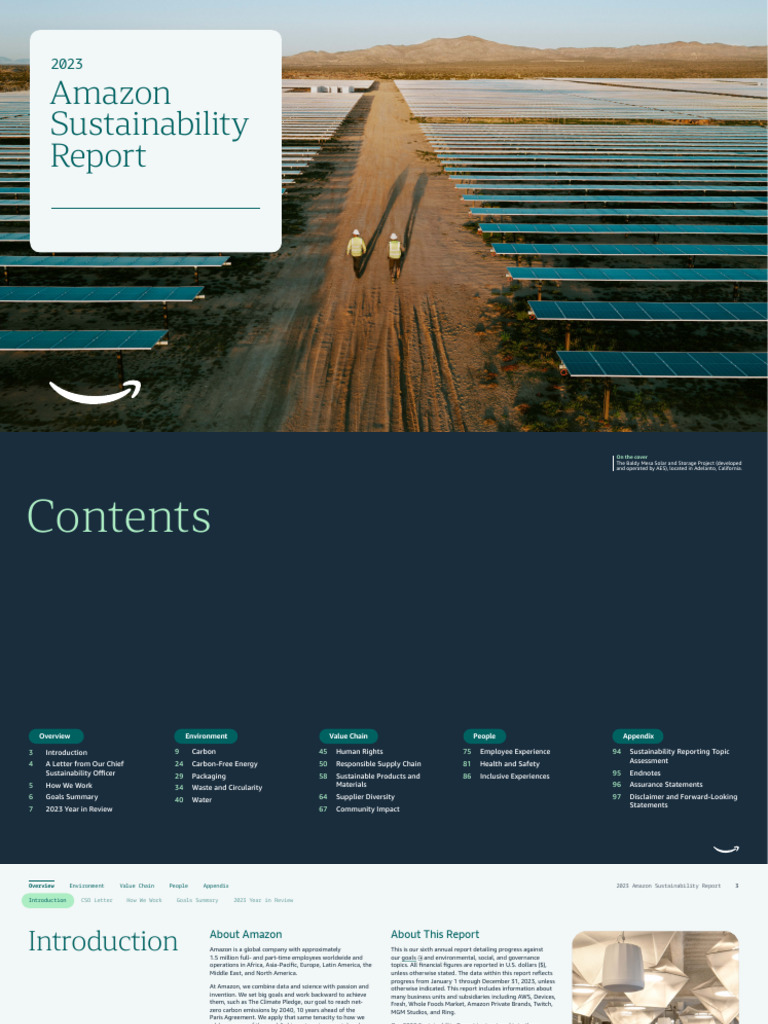 Amazon 2023 Sustainability Report | PDF | Sustainability | Renewable Energy