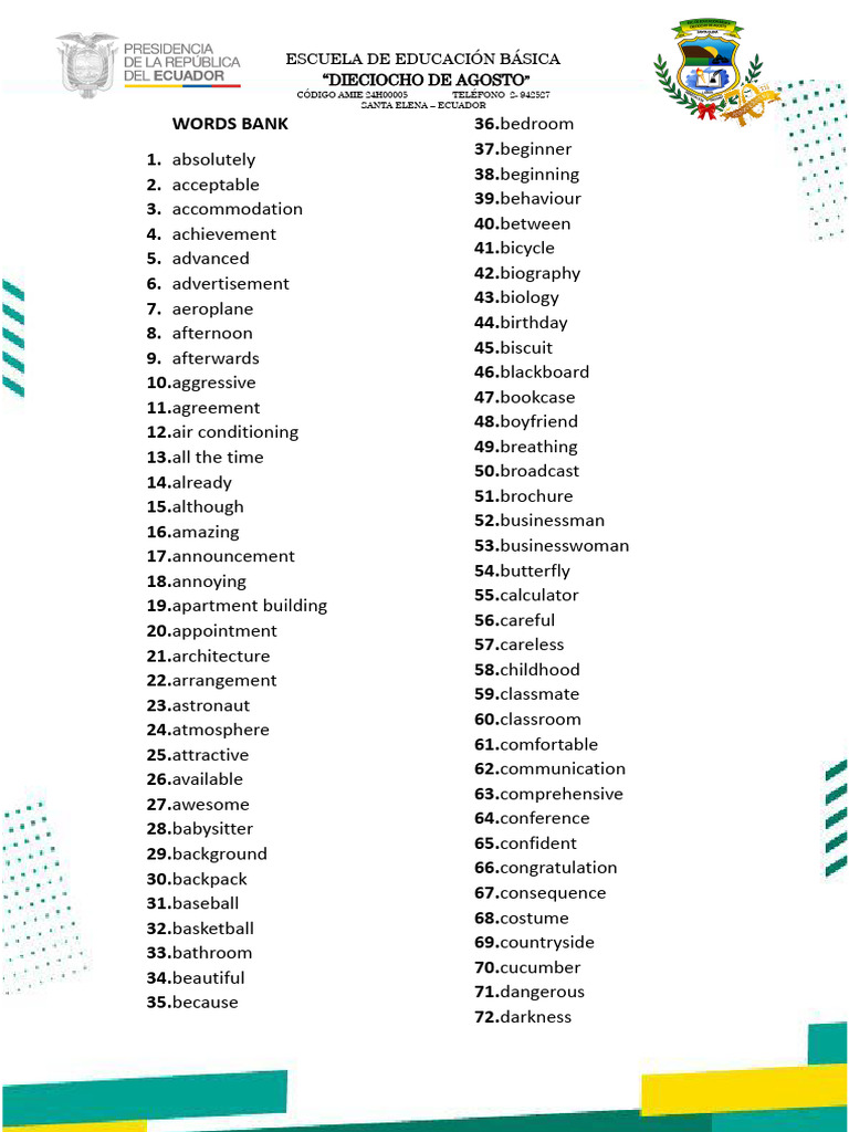 Word Bank | PDF