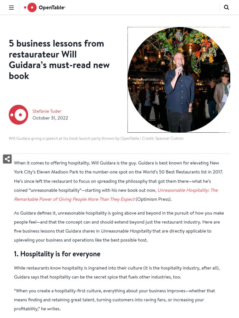 Business Lessons from Unreasonable Hospitality | PDF | Business