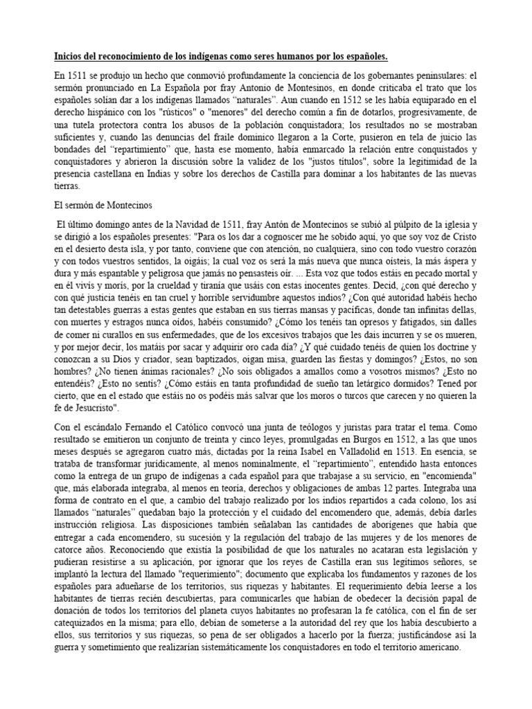 El Requerimiento, El Repartimiento y La Encomienda | PDF | Nueva españa