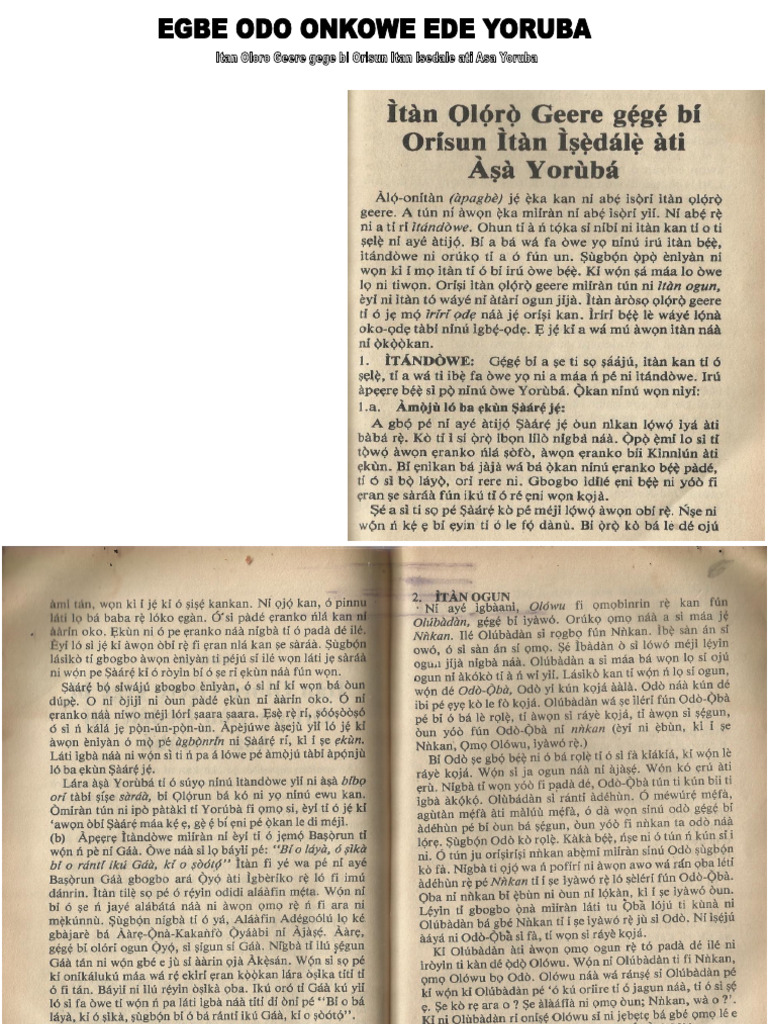 Itan Oloro Geere Gege Bi Orisun Itan Isedale Ati Asa Yoruba | PDF