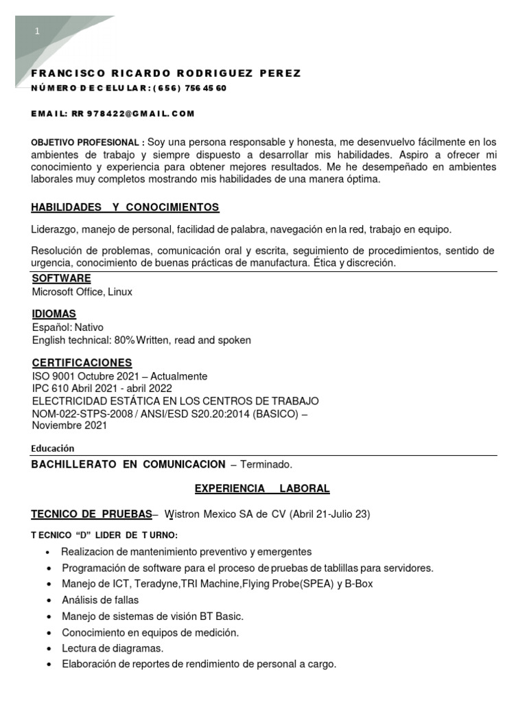 CV Ricardo 2023 | PDF | Software | Ciencias de la Computación