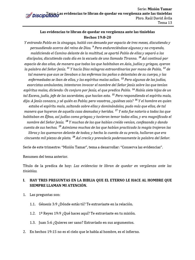 3) Las Evidencias Te Libran de Quedar en Vergüenza Ante Las Tinieblas ... 3) Las Evidencias Te Libran de Quedar en Vergüenza Ante Las Tinieblas ...
