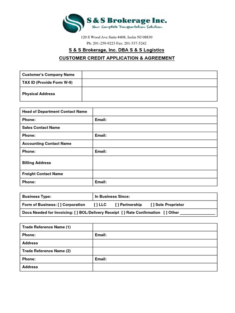Customer Credit Application and Broker-Customer Agreement 4 | PDF ...