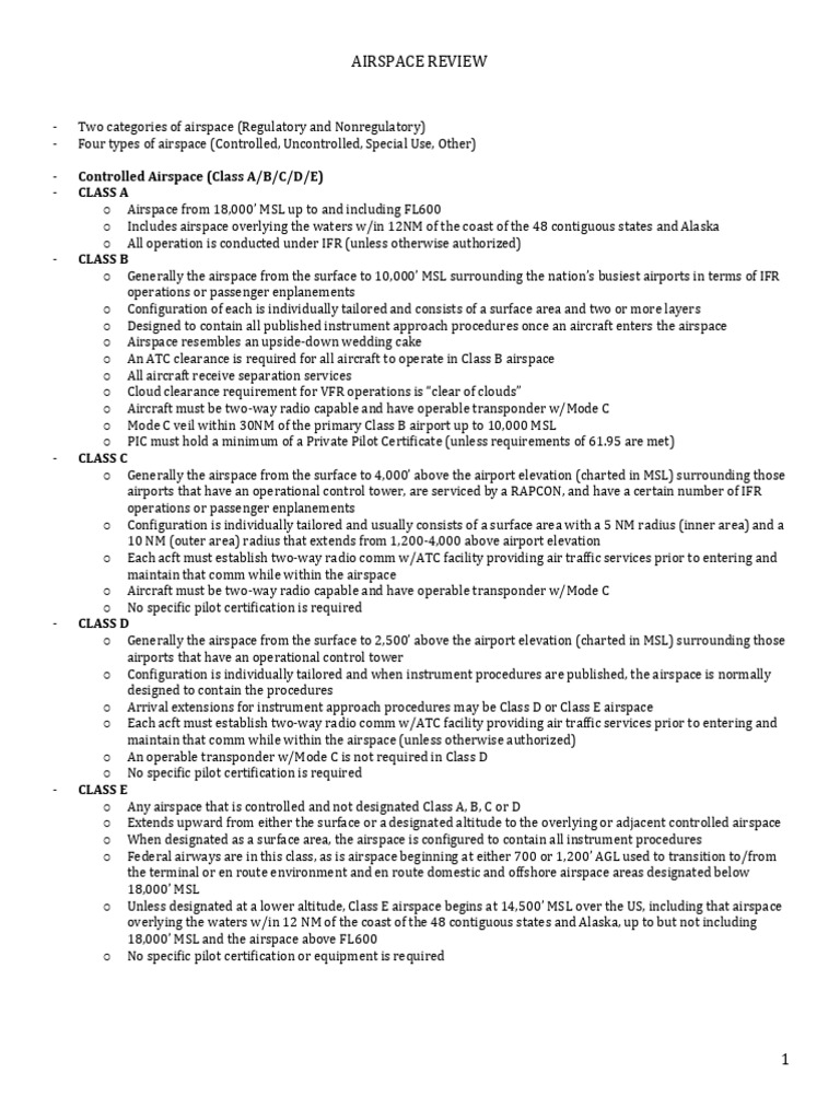 Comprehensive Airspace Classification Guide | PDF | Instrument Flight ...