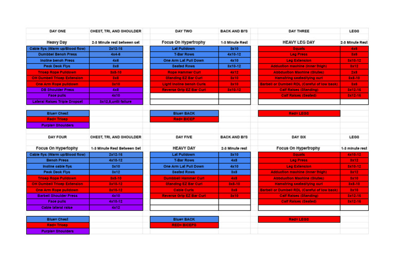 Visionary Bulk Program - 6 Day Training Program-2 | PDF | Physical ...