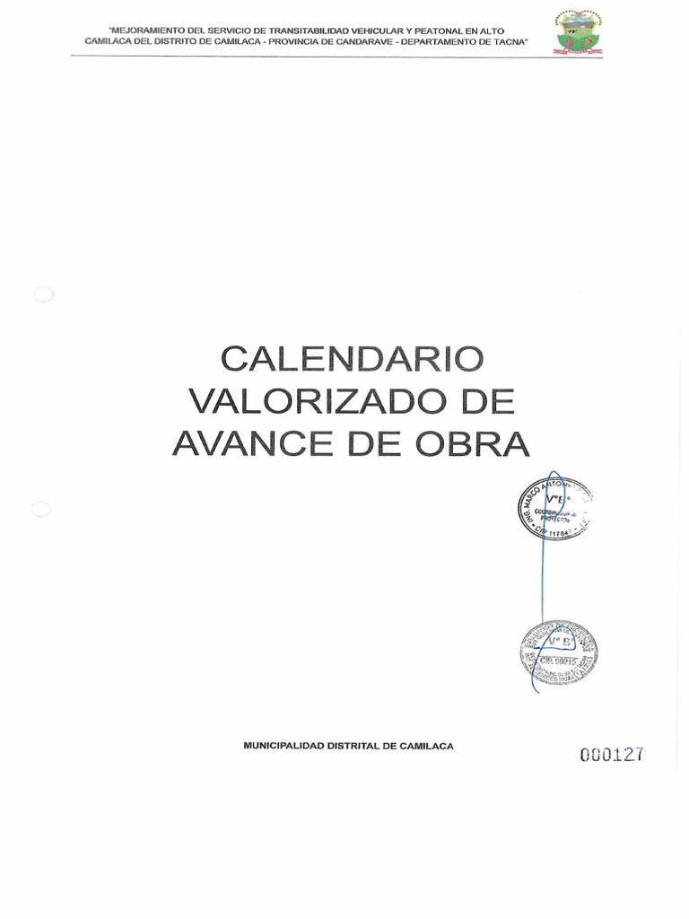 Cronograma Valorizado de Avance de Obra | PDF