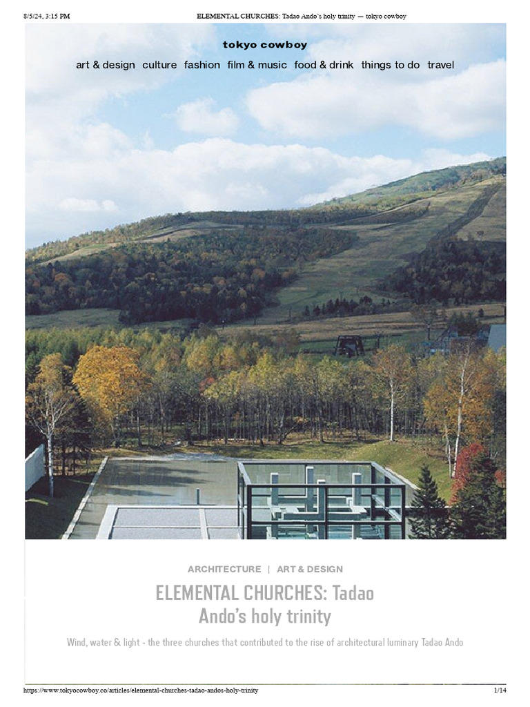 ELEMENTAL CHURCHES - Tadao Ando's Holy Trinity - Tokyo Cowboy | PDF