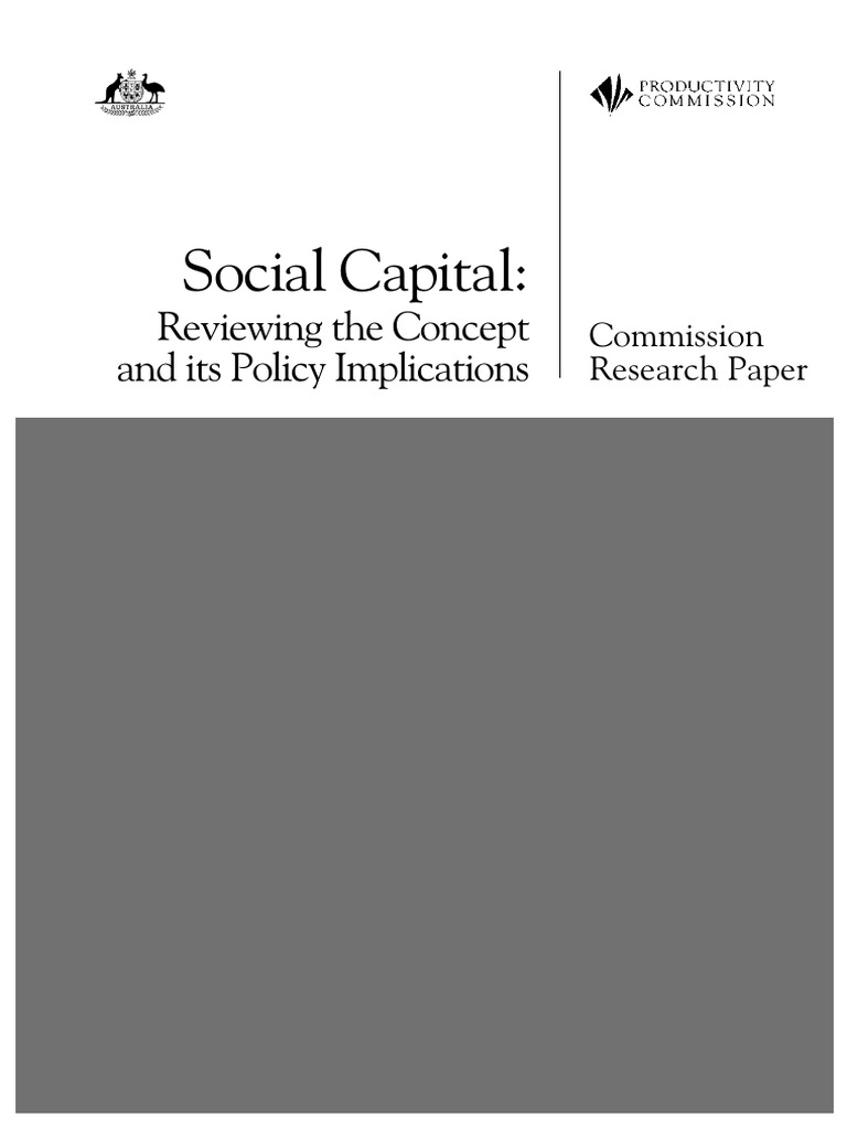 Productivity Commission (2003) Social Capital - Reviewing The Concept ...