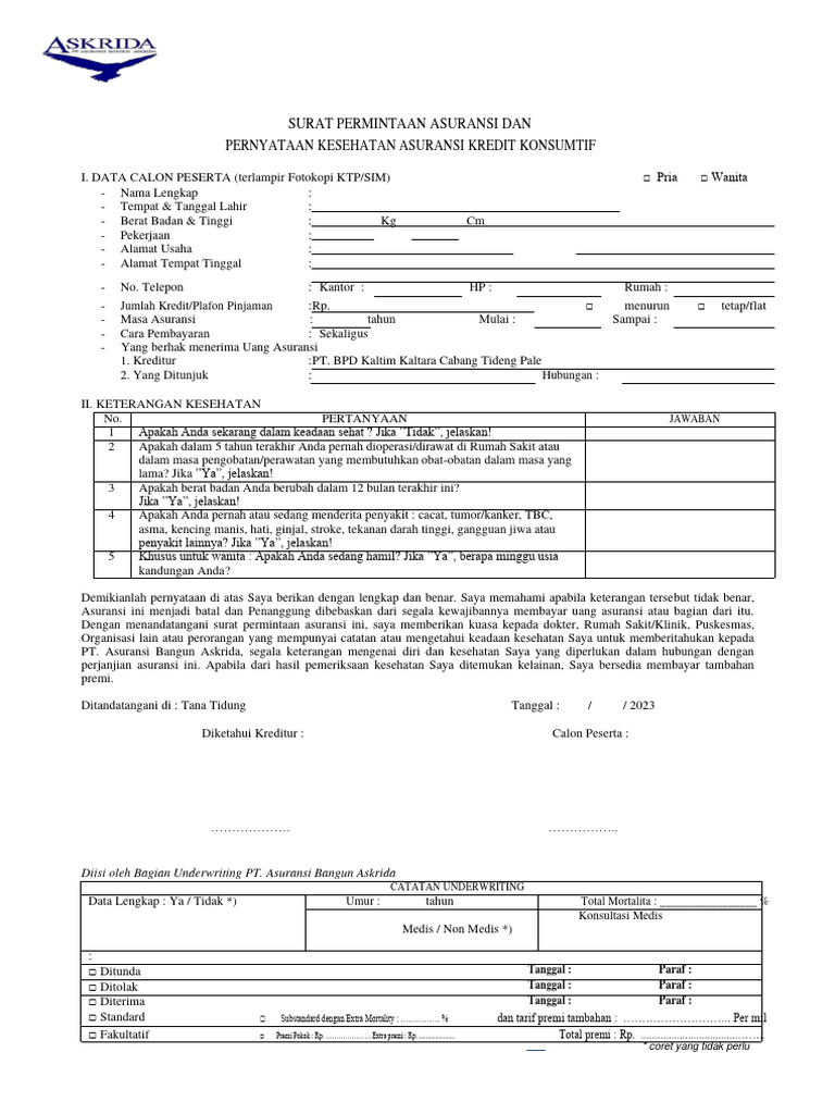 Form Asuransi Jiwa | PDF
