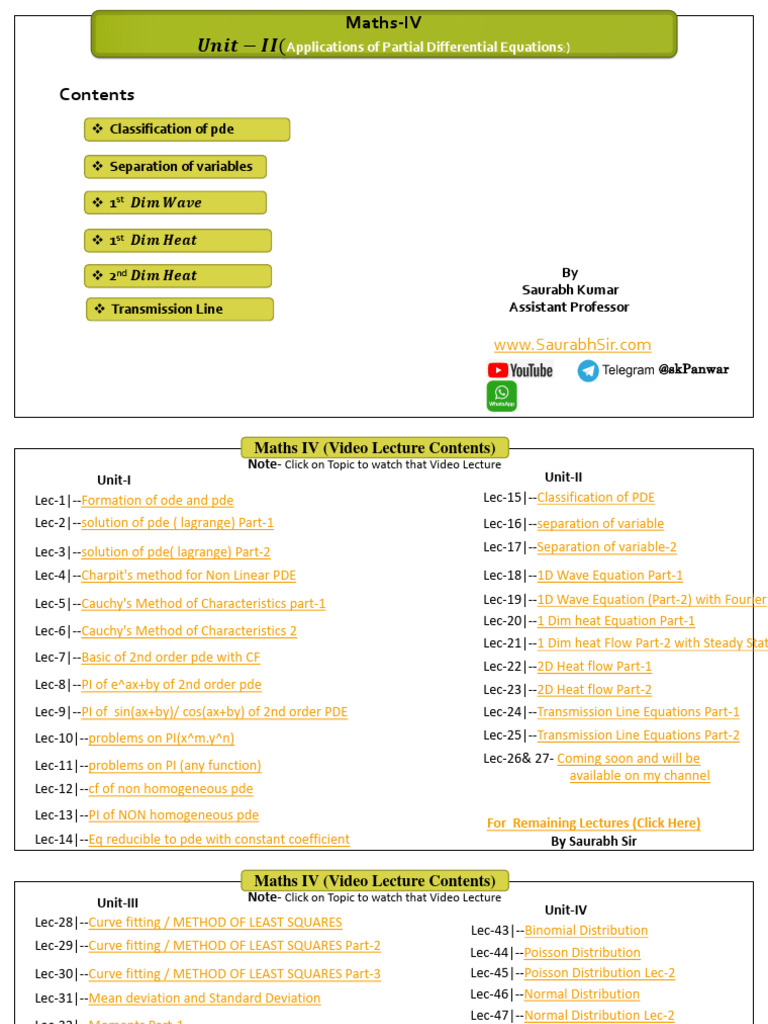Unit 2(Maths IV) App. of PDE | PDF | Partial Differential Equation | Subtraction