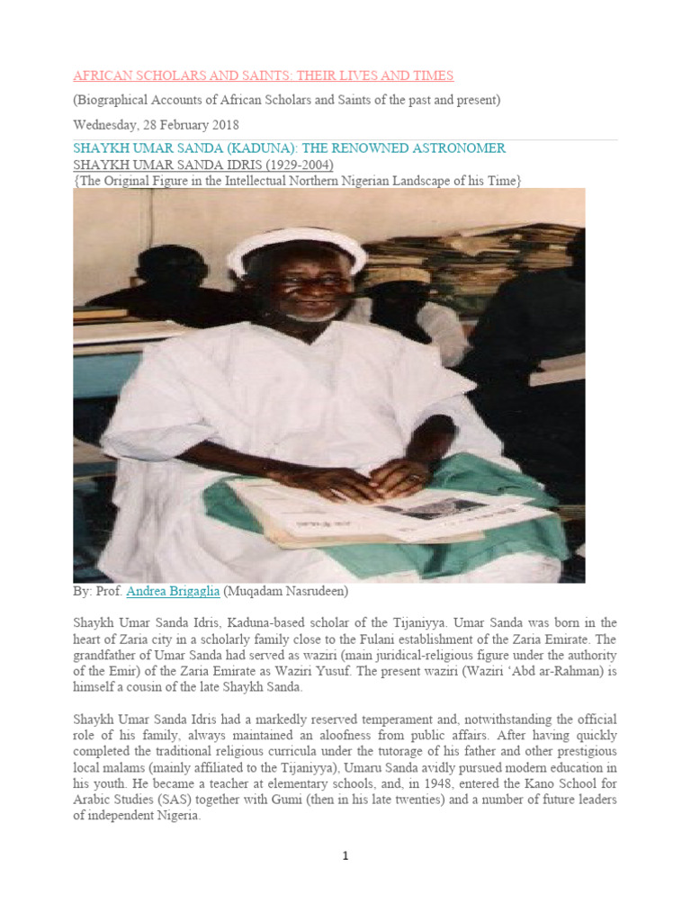 AFRICAN SCHOLARS AND SAINTS | PDF | Sufism | Sheikh