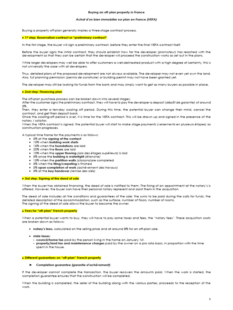 Buying An Off-Plan Property VEFA | PDF | Taxes | Building