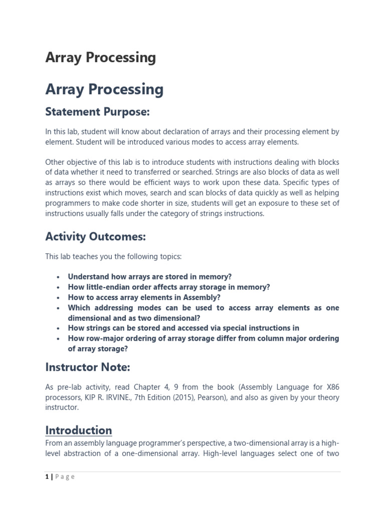 Array Processing - Textbook Labs | PDF | Assembly Language | String (Computer Science)