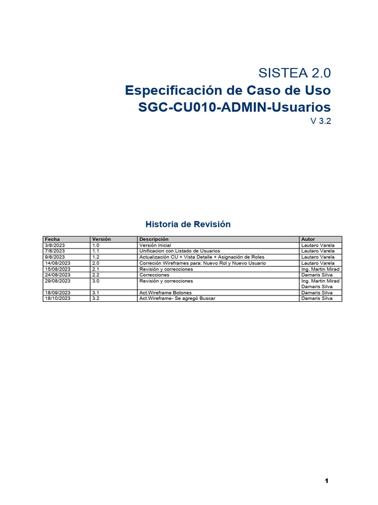 Sistea CU010 ADMIN Usuarios | PDF | Informática | Software