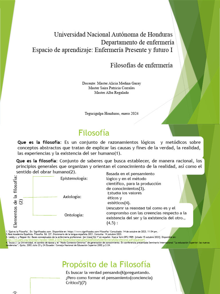 Clase 1. Filosofia de enfermería (1) | PDF | Enfermería | Conocimiento