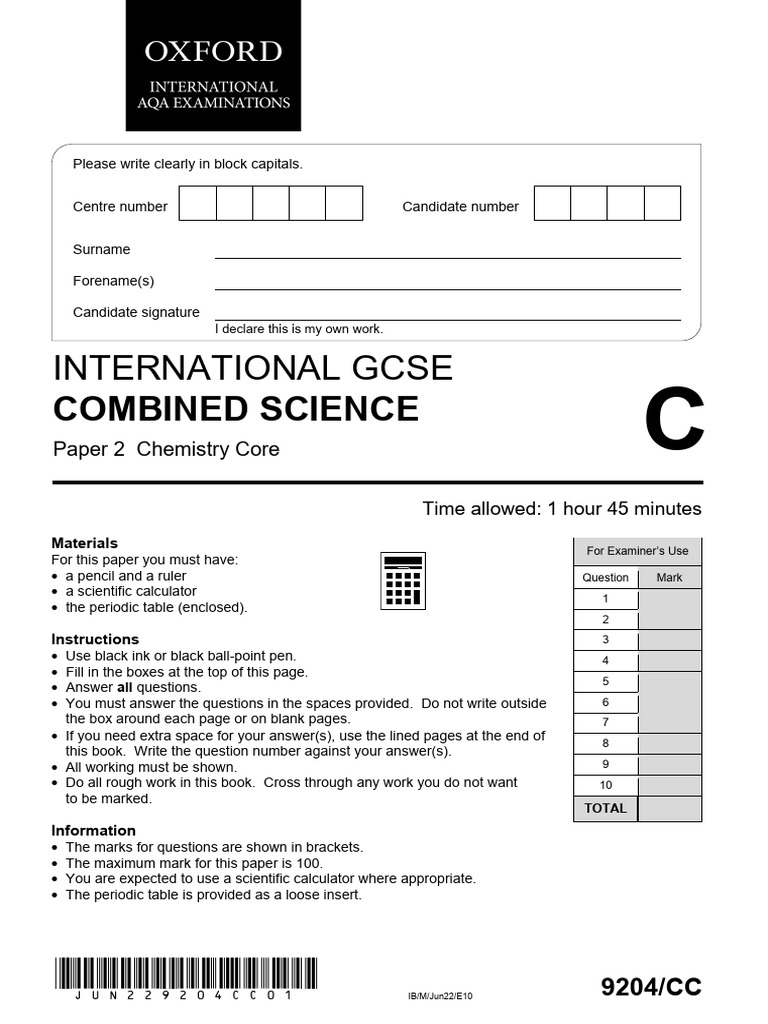 AQA GCSE Combined Science Chemistry Paper 2 | PDF | Chlorine | Acid