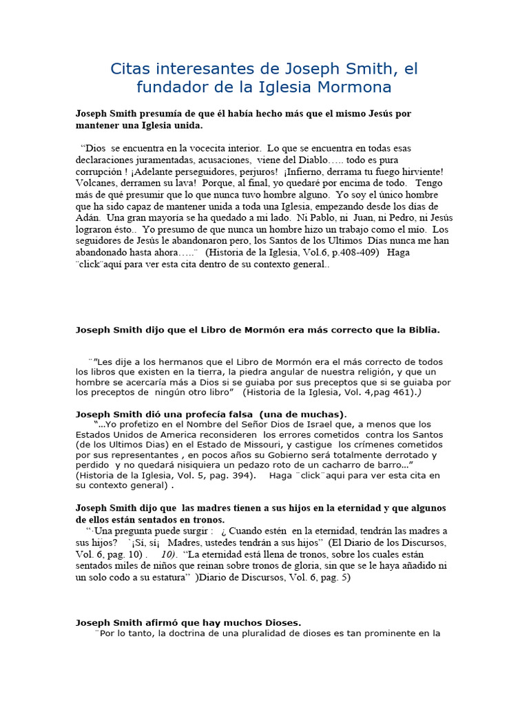 Citas Interesantes de Joseph Smith | PDF | José Smith | Jesús
