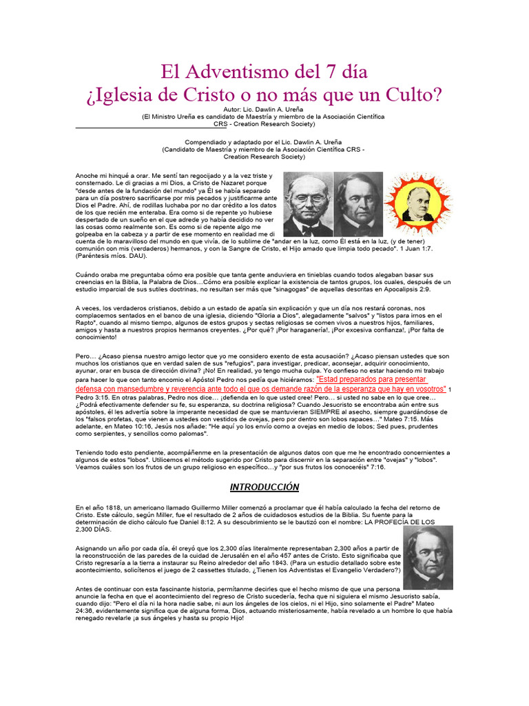El Adventismo Del 7 Día | PDF | Cristo (título) | Iglesia Adventista ...