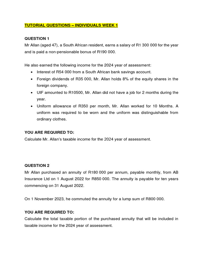 TUTORIAL QUESTION - Week 1 | PDF