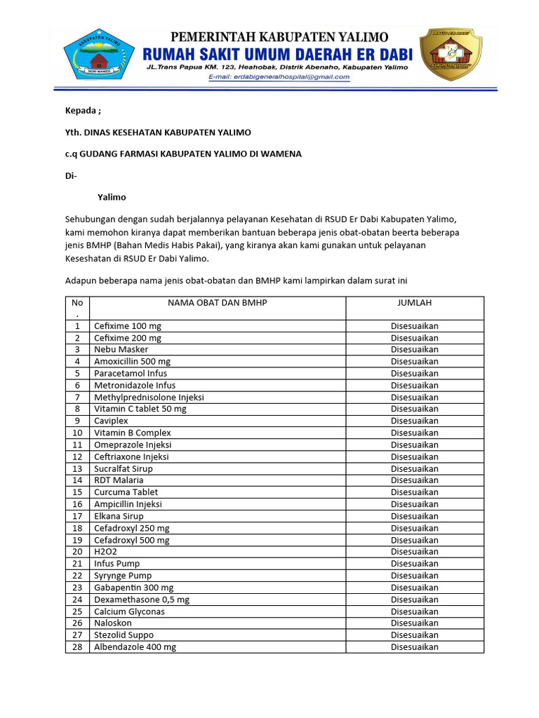 Format Permintaan Ke Dinkes | PDF